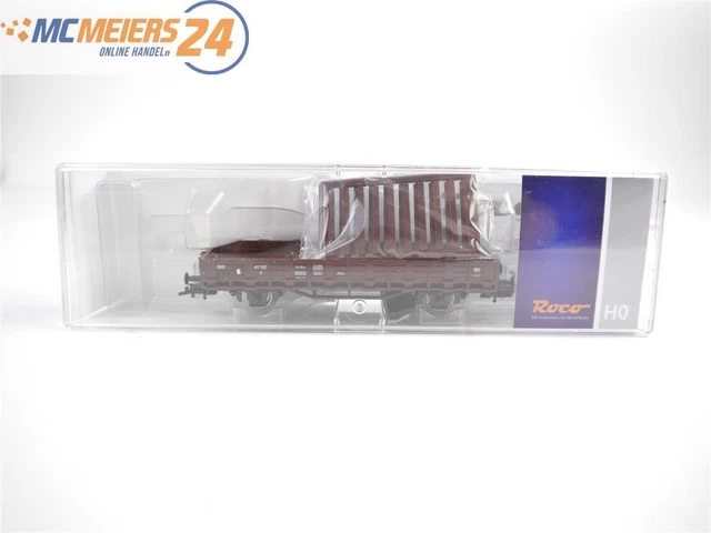 ROCO H0 56018 offener Güterwagen Rungenwagen mit Gleireiniger / NEM ...