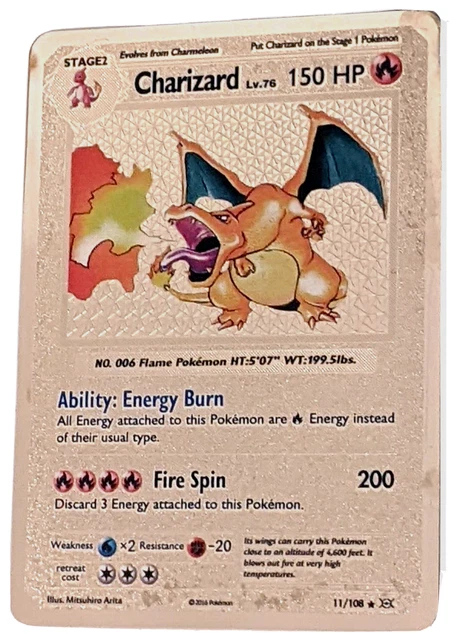 POKEMON GOLD CARD Stage 2 Charizard Lv76 Fire Spin Metal Cards EUR 9,10 ...
