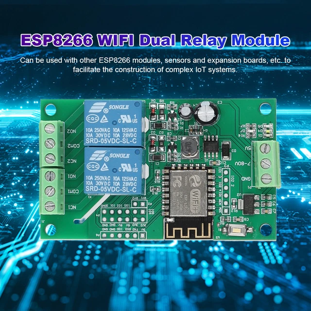 ESP8266 WIFI RELAY Board Dual Channel PCB Relay Module DC 5V 10A for ...