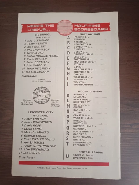 LIVERPOOL FC PROGRAMME 1974 1st January £4.36 - PicClick UK