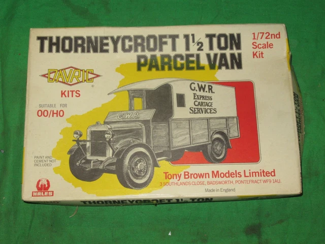 2 DAVRIC 1/72ND scale Thornycroft 1.5 Ton GWR Parcel Van unbuilt kits ...