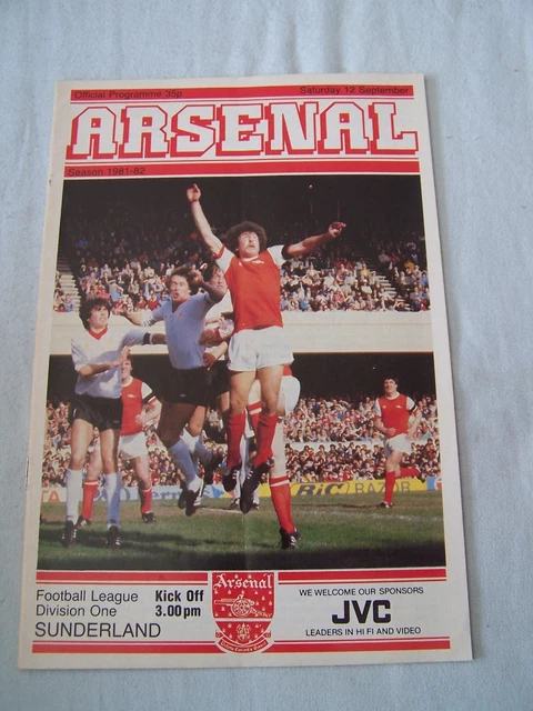 VINTAGE ARSENAL v Sunderland football programme 12th September 1981 £2. ...