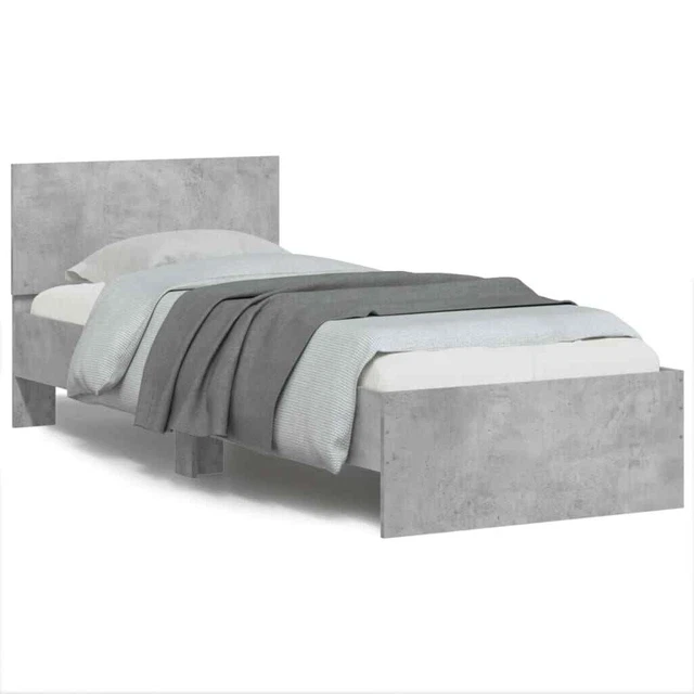 BARASH BED FRAME with Headboard and Concrete Grey 75x190 Small ,Double ...