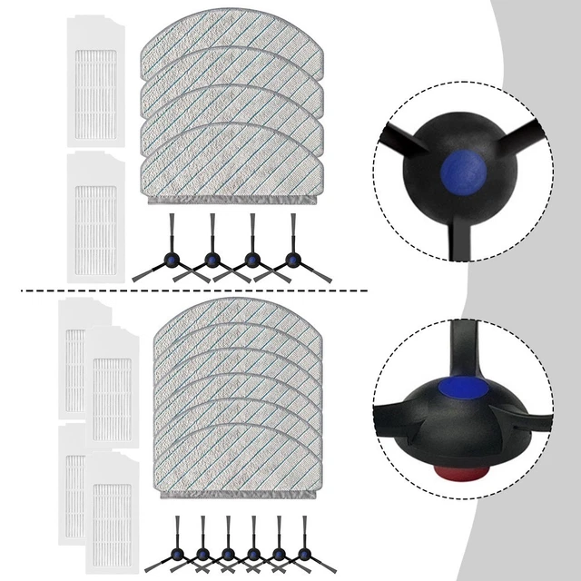 REPLACEMENT PARTS ROBOT Mop Kit Nylon Side Brushes Microfiber Cleaning ...