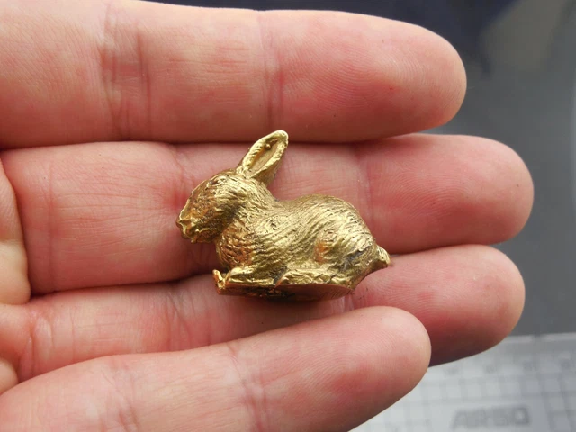 FENG SHUI MINI BRASS Culture RABBIT GOOD LUCK ANIMAL Statue Chinese ...