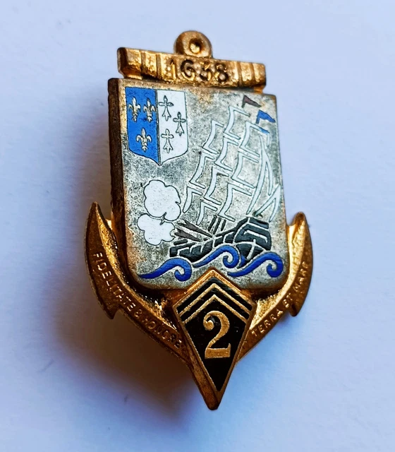 INSIGNE MILITAIRE 2 Régiment d'Infanterie de marine Vintage Military navy Badge EUR 9,90 ...