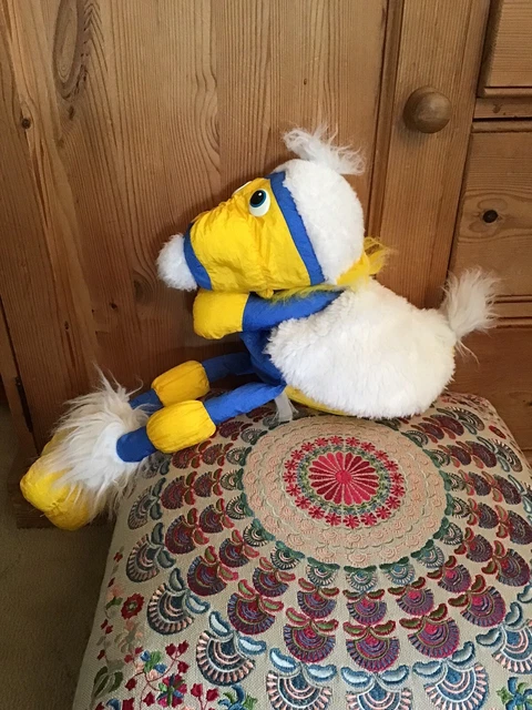 VINTAGE WHITE YELLOW Blue Dodo Duck Floppy Funky Bird Soft Plush Toy 17 ...