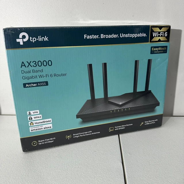 -SEALED- TP-LINK AX3000 Dual-Band Gigabit Wi-Fi 6 Router - Archer AX55 ...