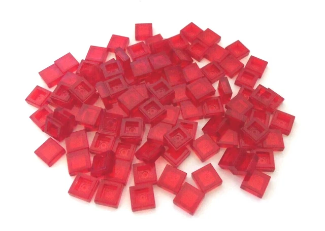 LEGO 3070 TRANSLUCENT 100 Red Flat Plate Square 1 X 1 Bricks - Bundle £ ...