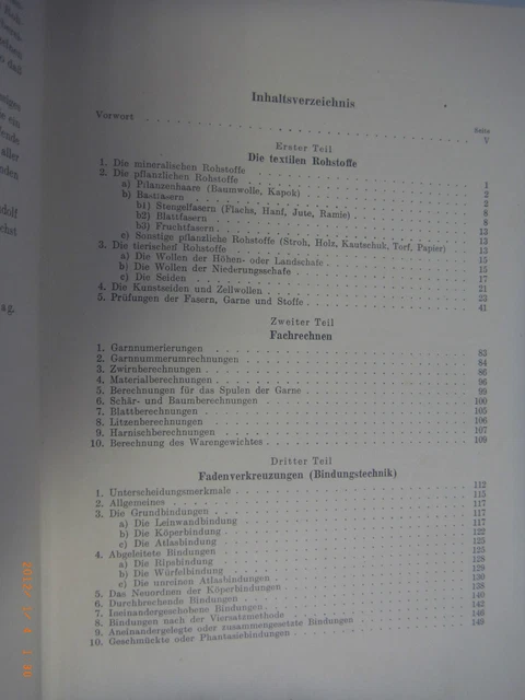 DIE WEBEREI ~ERNST Gräbner == bebildertes altes Fachbuch 1951 Lehrbuch ...