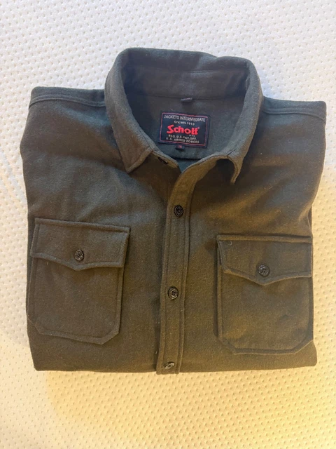 SCHOTT NYC CPO Military Olive Wool Blend Jacket / Shacket 2XL £18.32 ...