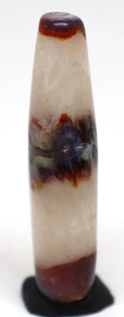 RARE ANCIENNE PERLE ancienne en pierre d'agate baguée avec motif rare ...