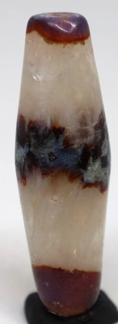 RARE ANCIENNE PERLE ancienne en pierre d'agate baguée avec motif rare ...