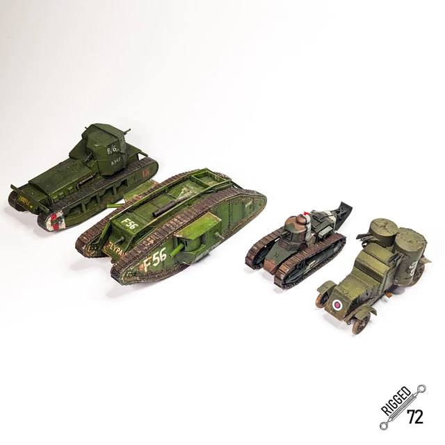 4 X PROFESSIONALLY Finished Scale Model Tanks, WW1 Allied Collection 1/ ...