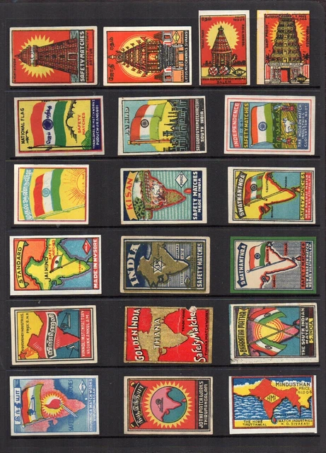 MATCHBOX LABELS EARLY Made in INDIA all different varieties Patriotic ...