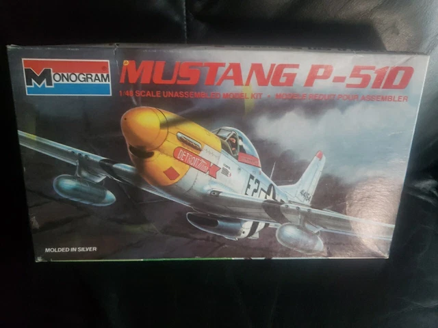1985 MONOGRAM NORTH American P-51D Mustang 1/48th scale model kit. £20. ...