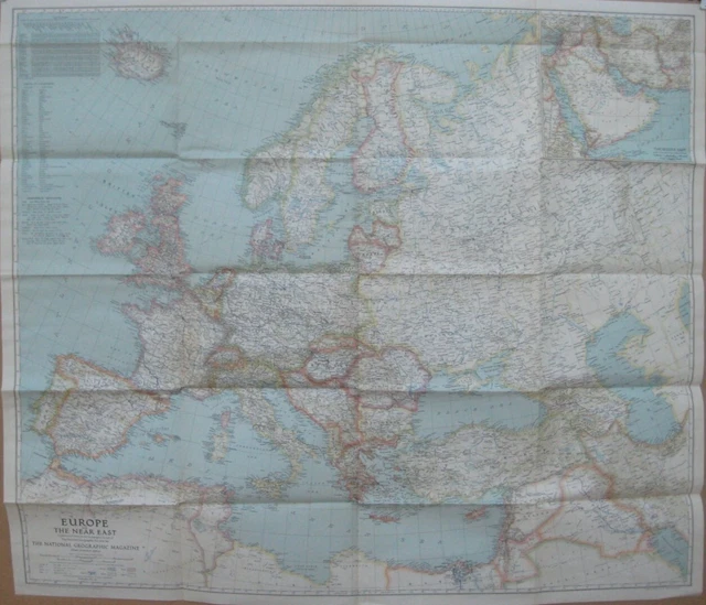 LARGE-FORMAT 1940 WORLD War Two Map EUROPE Germany Poland France Great ...