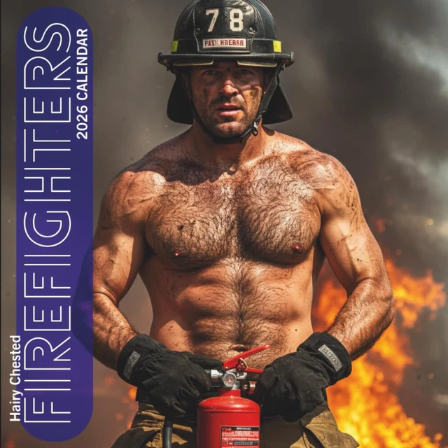 HAIRY CHESTED FIREFIGHTERS Calendar 2026: twelve months of shirtless ...