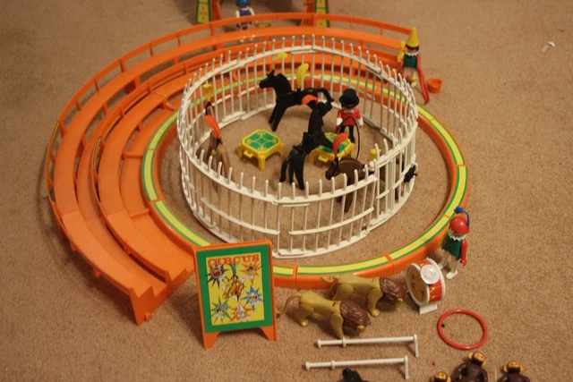 PLAYMOBIL RARE KLICKY set exclusif 3194 cirque orange chevaux vintage ...
