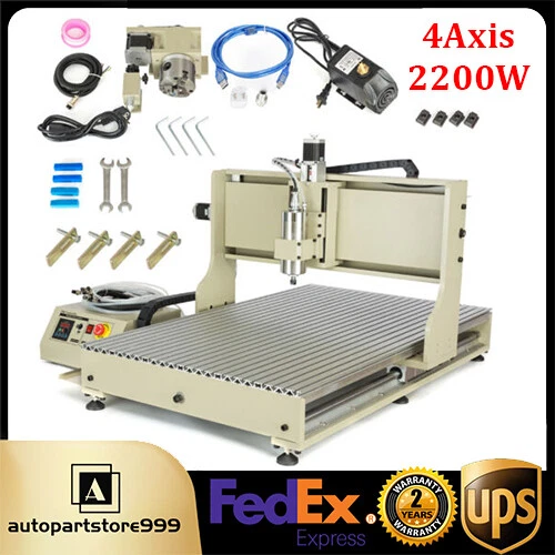 USB CNC 6090 4 axis 2.2KW CNC Router Small Wood Metal Engraving Milling ...