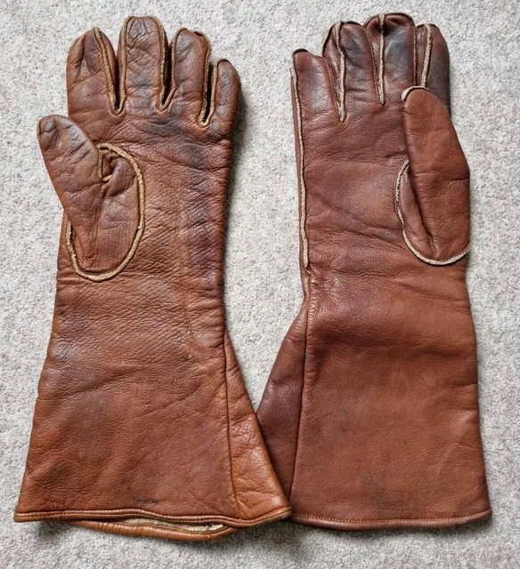 ORIGINAL WW2 RAF D Type Soft Leather Flying Gauntlet Pilot Gloves £149. ...