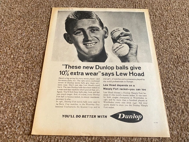 FRAMED ADVERT 10X8 Dunlop Tennis Balls And Lew Hoad £19.99 - PicClick UK