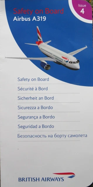BRITISH AIRWAYS SAFETY card folder Airbus A319 from 2005 £4.99 ...