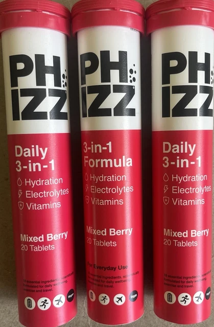 PHIZZ 3-IN-1 FORMULA Mixed Berry 20 Effervescent Tablets , 3 Tubes £19. ...