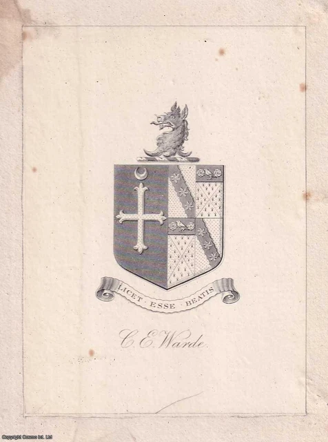 HERALDIC CREST BOOKPLATE. Squerryes House, Westerham, Kent. C.e. Warde ...
