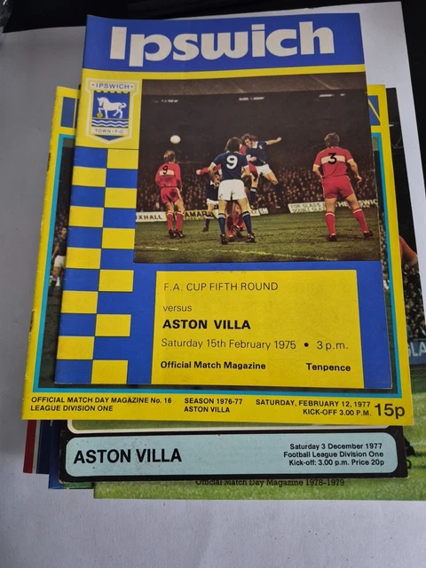 ASTON VILLA AWAY Programmes (11) V Ipswich Town 74/75 - 01/02 £3.03 ...