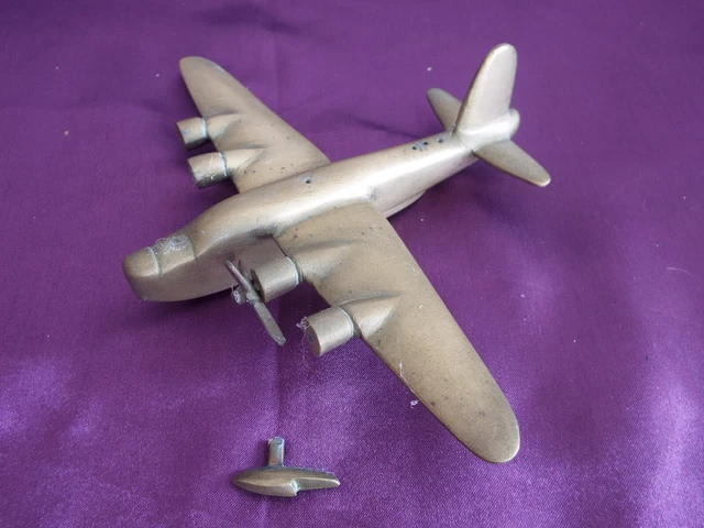 VINTAGE WW2 TRENCH Art Brass Model Of A RAF Short Sunderland Flying ...