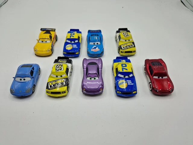 DISNEY PIXAR CARS Bundle x9 Diecast 1:55 Bundle - 9 Metal Pixar Cars ...