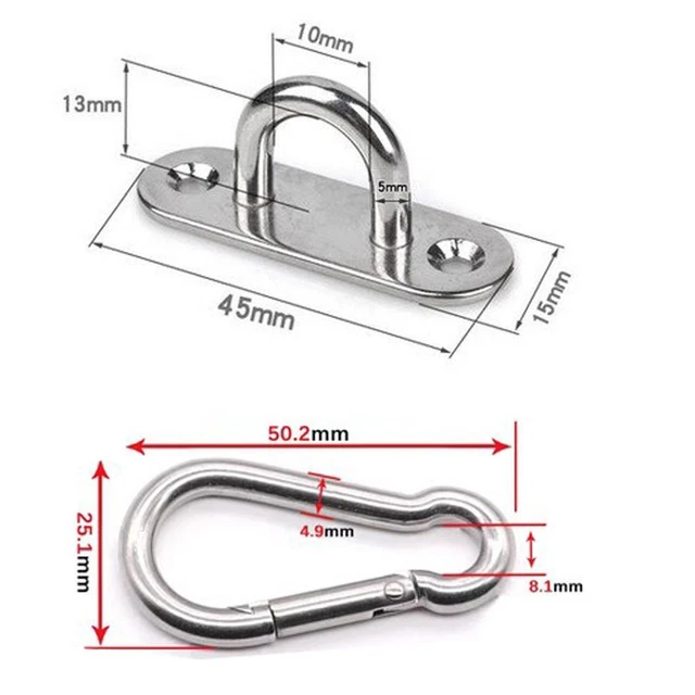 HOOK WALL U Boat Pad Mount Stainless Steel U Hooks Pad Eye Plate Snap ...