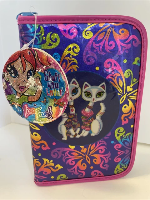 VINTAGE Y2K LISA Frank Mini Zipper Binder Organizer 2 Glittery White ...