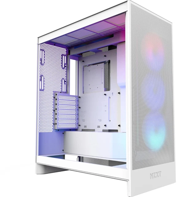NZXT H7 FLOW White RGB (2024) Midi Tower ATX Gaming Gehäuse weiß mit ...