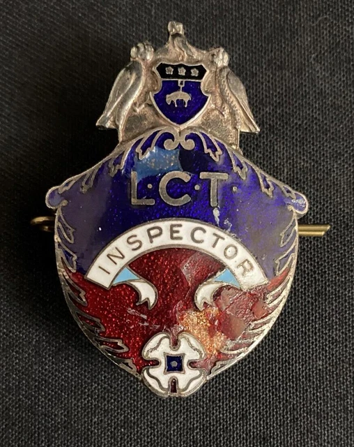 LEEDS CITY TRAMWAYS Lct Inspector Vintage Transport Bus Coach Enamel ...