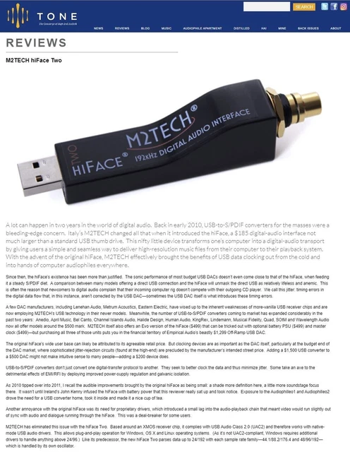 M2TECH HIFACE TWO USB-to-S/PDIF converter 24bit/192Khz data clocking ...