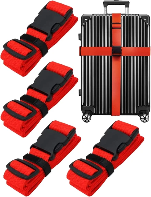 4 PACKS ADJUSTABLE Luggage Belt Set, Heavy Duty Polypropylene Strap for ...