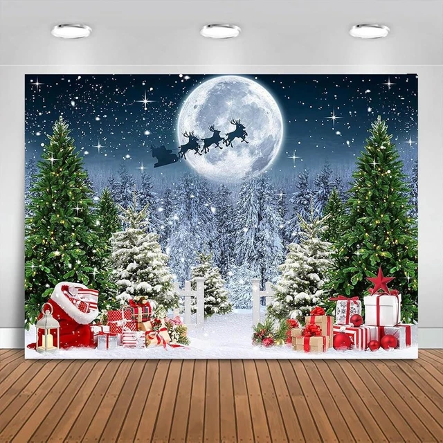 CHRISTMAS PHOTOGRAPHY BACKDROP with Xmas Tree Winter Scene, 8x6 FT $73. ...