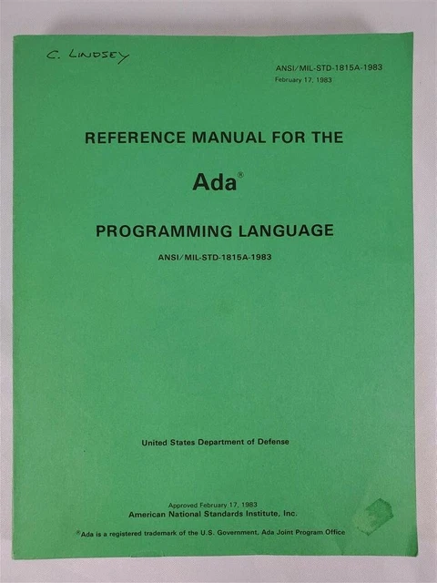 REFERENCE MANUAL FOR The Ada Programming Language ANSI/MIL-STD-1815A ...