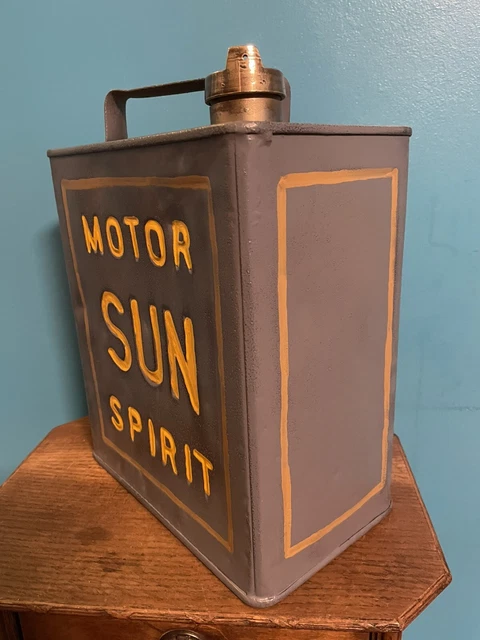 VINTAGE 2 GALLON Petrol Can SUN MOTOR SPIRIT Dated May 1936 Inc Brass ...