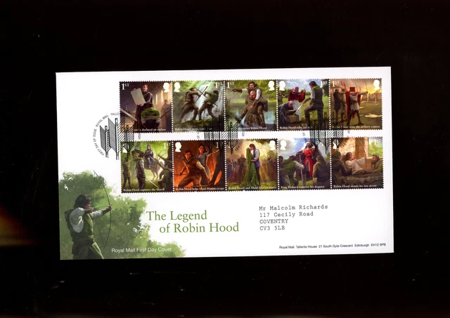 2023 THE LEGEND of Robin Hood Royal Mail FDC Tallents House Edinburgh H ...