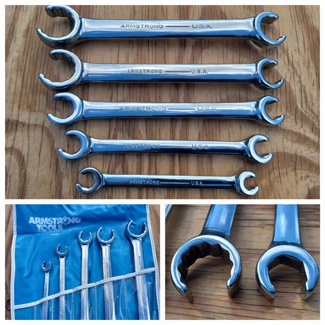 ARMSTRONG TOOLS FLARE Nut Wrench Set SAE 3/8" to 1-1/8" w/Pouch 28 ser ...