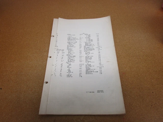 1974 FORD PINTO wiring diagram SHEET schematics service manual ORIGINAL ...