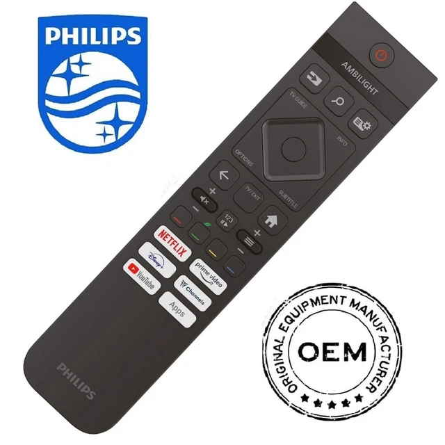GENUINE PHILIPS AMBILIGHT Backlit Remote Control with Disney+ Prime ...