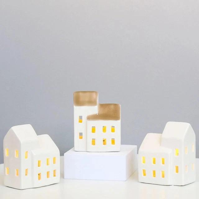 CERAMIC HOUSE NIGHT Light Stand White with LED Ornament for Wedding ...