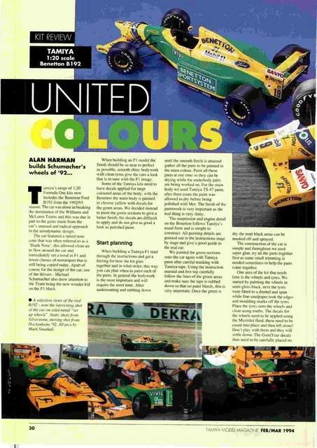 PPOT30 MODEL KIT Review Tamiya 1:20 Scale Benett B192 F1 Car £2.99 ...