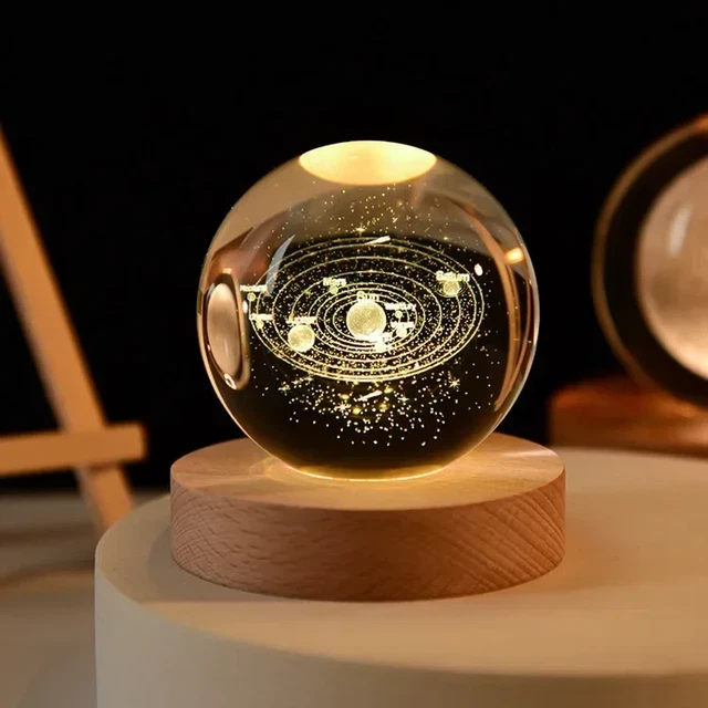 AESTHETIC MOON CRYSTAL Sphere Creative Clear Glass Galaxy Globe Night ...