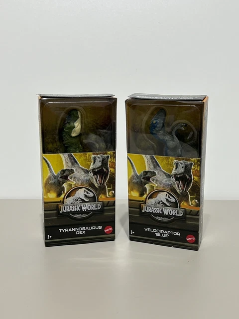 JURASSIC WORLD DINOSAUR Tyrannosaurus Rex + Raptor Action Figure ...