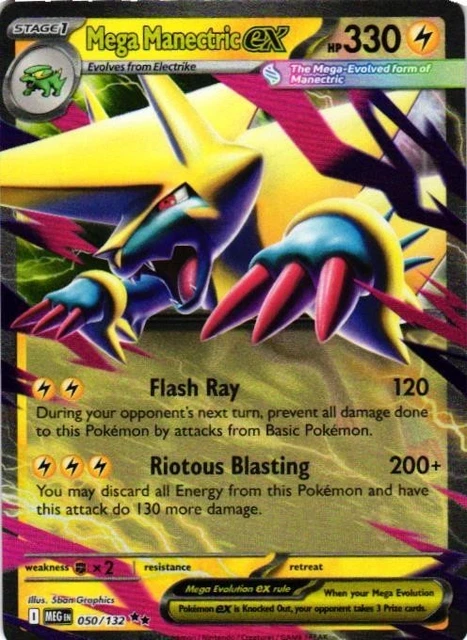POKÉMON TCG MEGA Evolution Mega Manectric Ex #050/132 Double Rare Holo ...